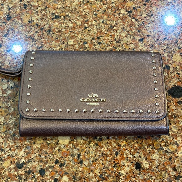 Coach | Bags | Nwot Coach Studded Leather Wristlet | Poshmark
